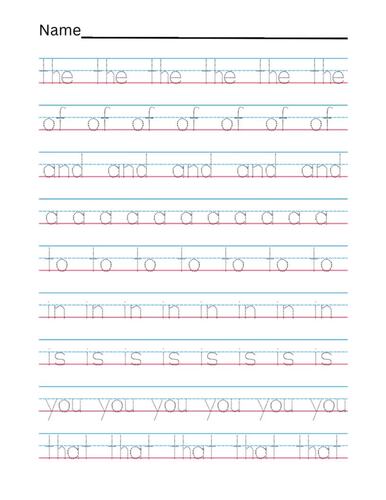 Fun Kinder Sight Words Tracing Practice (first 100 Fry Words-Bookworms)