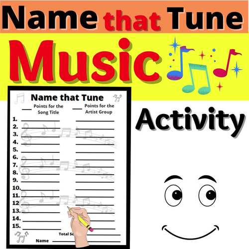 Name that Tune Music Worksheet Song Activity Resource Songs | TPT