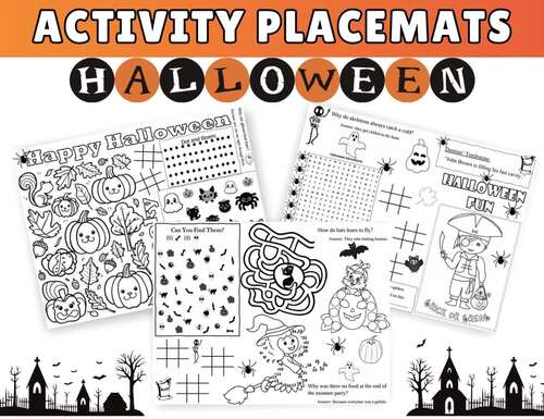 Halloween Activity Placemats for Kids- 15 Halloween Fun Placemat Designs