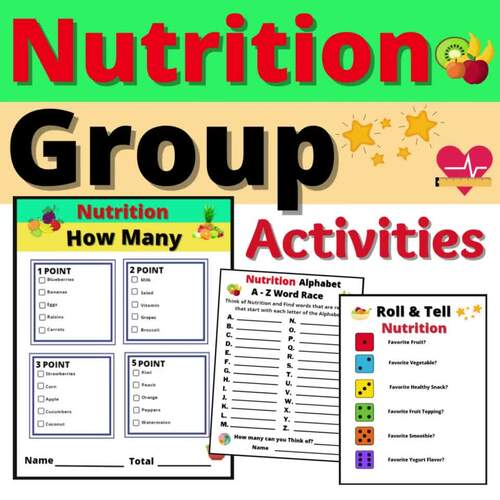 Nutrition Group Activities Health Class Resource Food Vocabulary Activities
