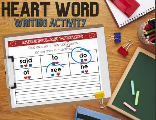 Heart Word Writing Activity -First Grade | TPT