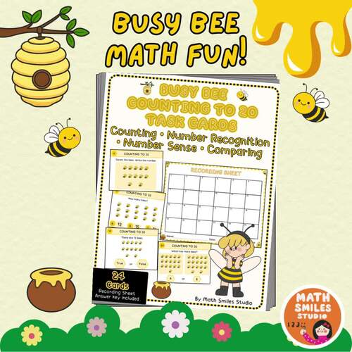 Busy Bee Counting to 20 Task Cards | Numbers 1–20 | Kindergarten Math ...
