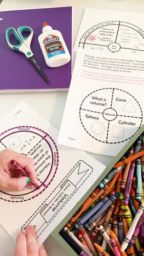Volume of a Cone, Cylinder, and Sphere Wheel Foldable by Math in Demand