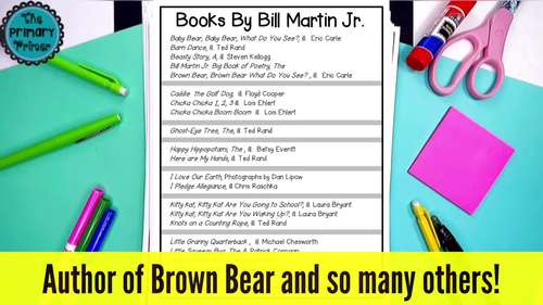 Bill Martin Jr Author Study Packet by The Reading Primer | TPT