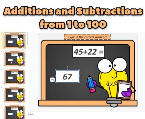 Addition and Subtraction to 100, Google Slides, Digital Math Centers