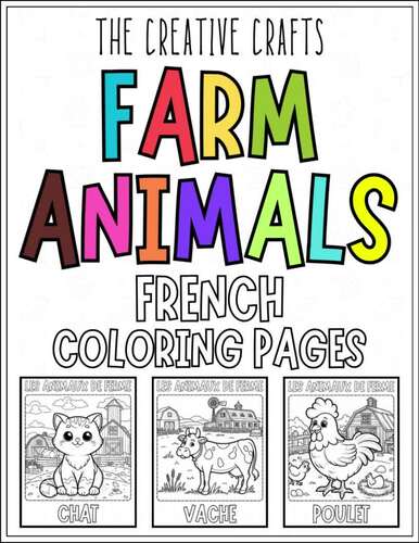 FRENCH Farm Animals Vocabulary Coloring Book - Coloring Pages for ...