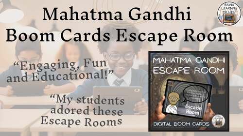 Mahatma Gandhi BOOM Cards Escape Room | Digital ELA Reading Activity