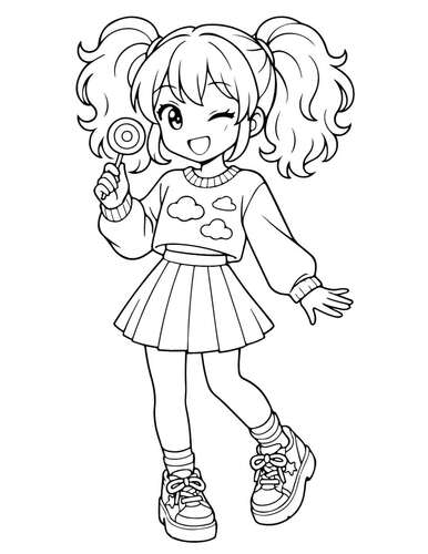 Fashion Girls Coloring Pages | 45 Stylish Anime Outfits & Cute Digital ...