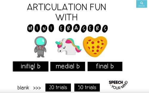 B Sound Articulation Boom™ Cards | Articulation Fun w Mini Erasers Speech