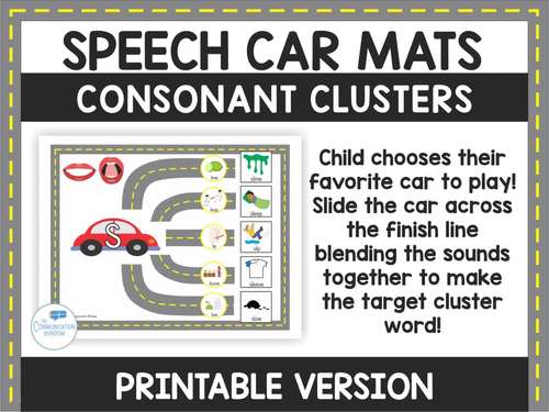 Consonant Cluster Speech Car Mats for Articulation Print and No Print