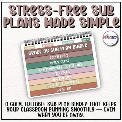 Sub Plan Binder | Editable Substitute Plans | Digital & Printable ...