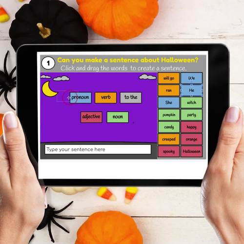 Halloween Sentence Building Digital Activity with Parts of Speech