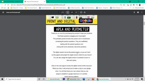 Area and Perimeter practice with real world questions, grids, PDF + Digital