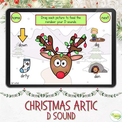Christmas Articulation Boom Cards™ Feed the Reindeer D Sounds | TpT