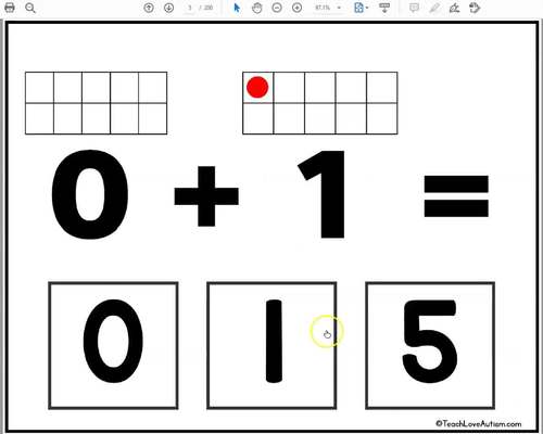 Addition Facts 0-10 with Ten Frames Digital Task Cards | Math Facts ...
