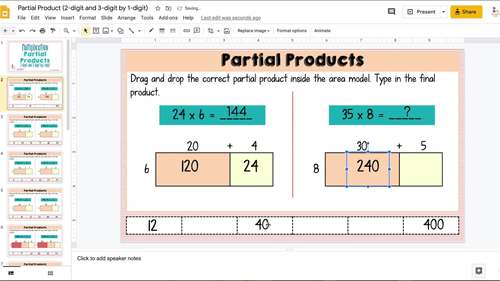 Partial Product | 2- and 3-digit numbers by 1-digit number | Digital ...