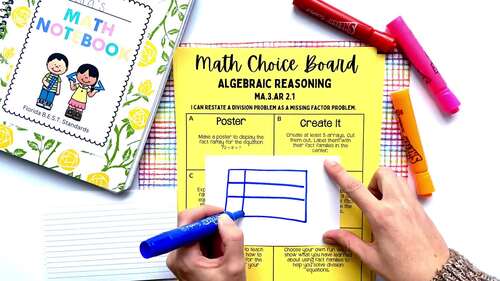 Florida B.E.S.T 3rd Grade Math Algebraic Reasoning Choice Board Center ...