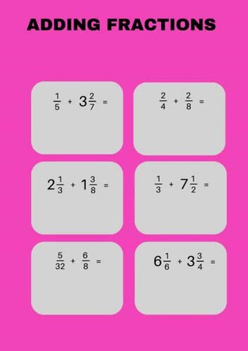 Adding and Subtracting Fractions Math Printable Worksheet | TPT