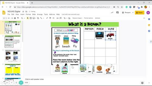 Digital NOUNS 2nd Grade Gobs of Grammar Google Classroom Distance Learning