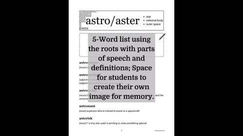 Greek & Latin Root: ASTRO / ASTER by HuddleTeach | TPT