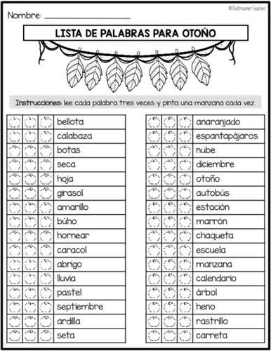 Fall: Spanish Worksheets. Math and Language Activities. Distance Learning