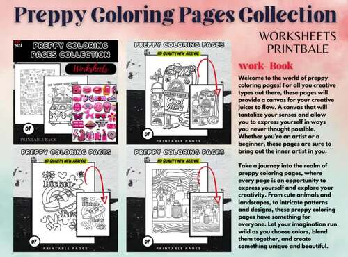Preppy Coloring Pages Collection by English For Kids ABC | TPT