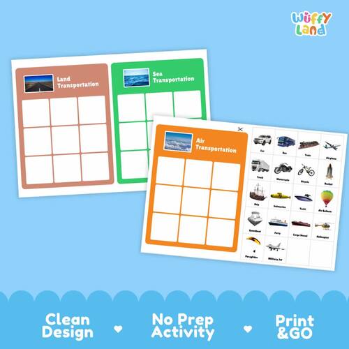 Transportation Sorting Activity | Land, Air, Sea Sorting Game by Wuffyland