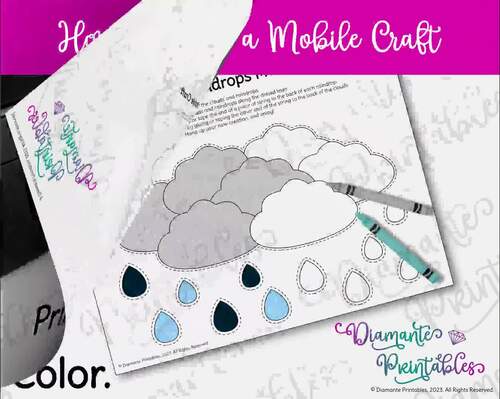 Clouds and Raindrops Printable Mobile Craft | Scissor Skills, Fine ...