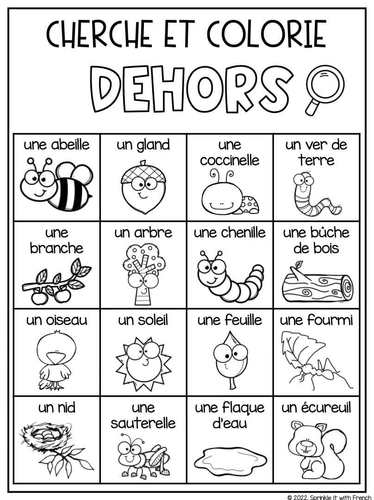 Cherche et Colorie French Scavenger Hunt by Sprinkle it with French