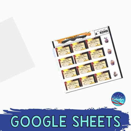 Fraction Action - 4 of a Kind | Google Sheets by Calculus4u | TPT