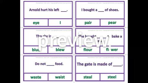 Homophones– Clip task cards – Select the homophone by Partshala ...