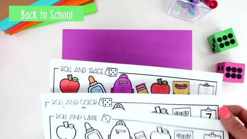 Back to School Dice Games : Roll and Color, Write, Trace, & Cover ...