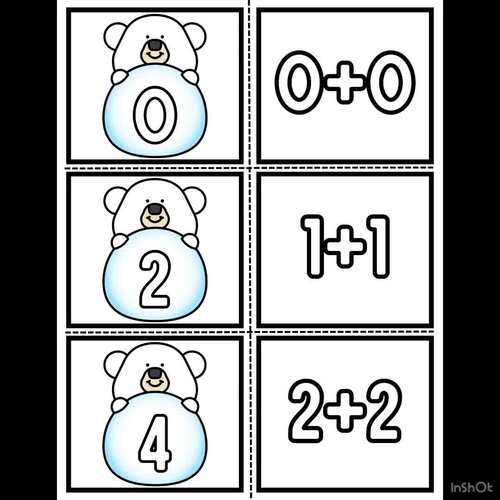 January Doubles Matching Cards – Winter Polar Bear Theme by K2 Math ...