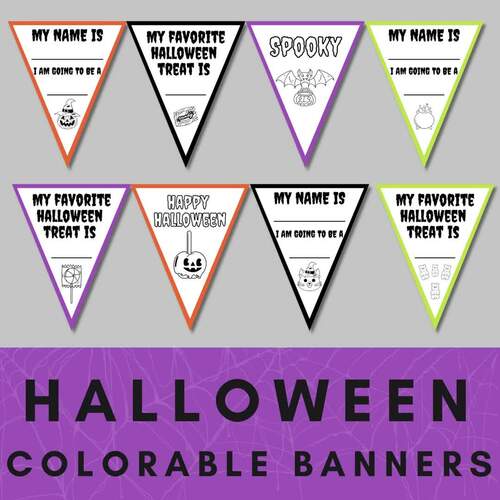 Halloween Classroom Banner| Printable Color Activity by Jenny Marie