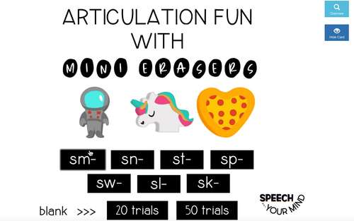 S Blends Articulation Boom™ Cards | Articulation Fun w Mini Erasers Speech