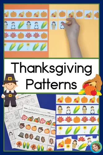 Thanksgiving Patterns with Pilgrims Math Center With Patterning Worksheets