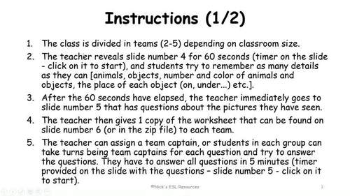 Starters - Memory game - PowerPoint - There was / There were - AmE