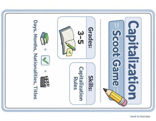 Capitalization Scoot Game | Grammar | Titles, Months, Days, Nationalities