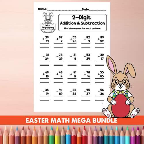 Easter 2-Digit Addition & Subtraction Mega Bundle | 240 Worksheets ...
