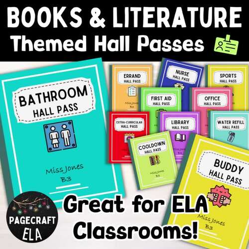 EDITABLE Hall Passes | Books & Literature | Print for Hands-Free ...