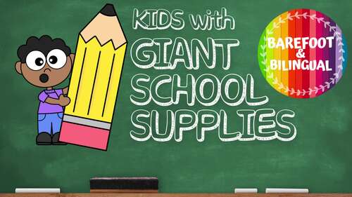 Kids with GIANT School Supplies Clipart | TPT