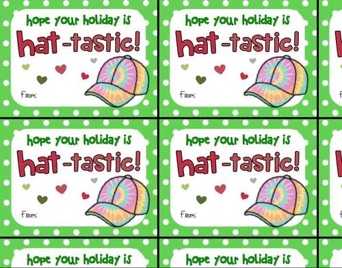 Cute Hat (Cap) Winter Holiday Gift Tag- Hope your holiday is hat-tastic!