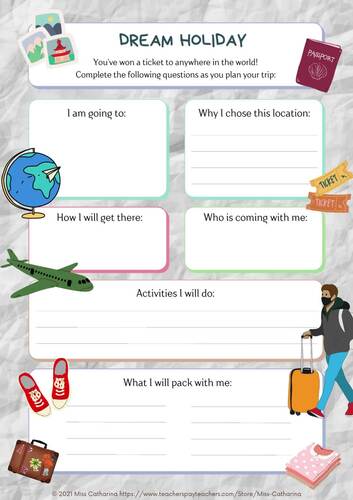 Worksheet "Dream Holiday" by Miss Catharina | TPT