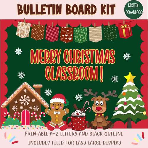 Merry Christmas Classroom Bulletin Board | Cute Holiday Decor for Teachers