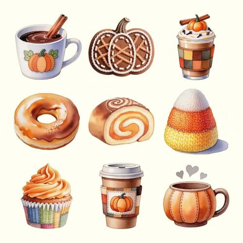 Fall Pumpkin Spice PNG • 17 Autumn Dessert Clipart Files | TPT