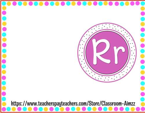 Printable Spotty Boho Bright Alphabet Flash Cards, Editable Word Wall ...