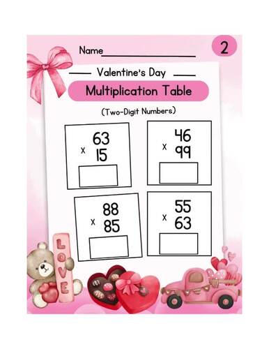 Valentine’s Day Multiplication Table (Two-Digit Numbers) by Prodpran Design