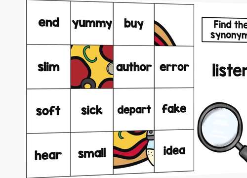 Synonyms 4th Grade Mystery Pictures Vocabulary Activities Boom Cards ...