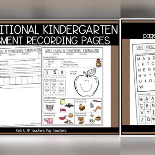 Assessment Forms and Recording Pages for Transitional Kindergarten | TK