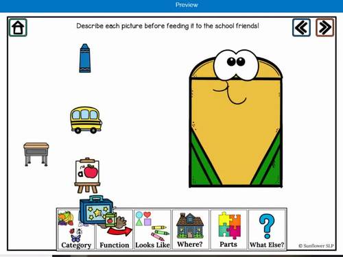 Back to School Describing BOOM Cards for Speech Therapy by Sunflower SLP